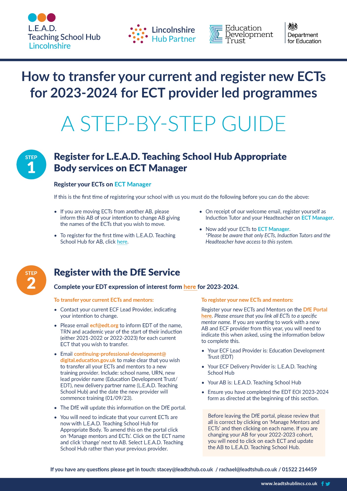 L.E.A.D Teaching School Hub - Early Career Framework (ECF)