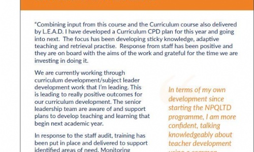 L.E.A.D Teaching School Hub - NPQ Mid Programme Case Study